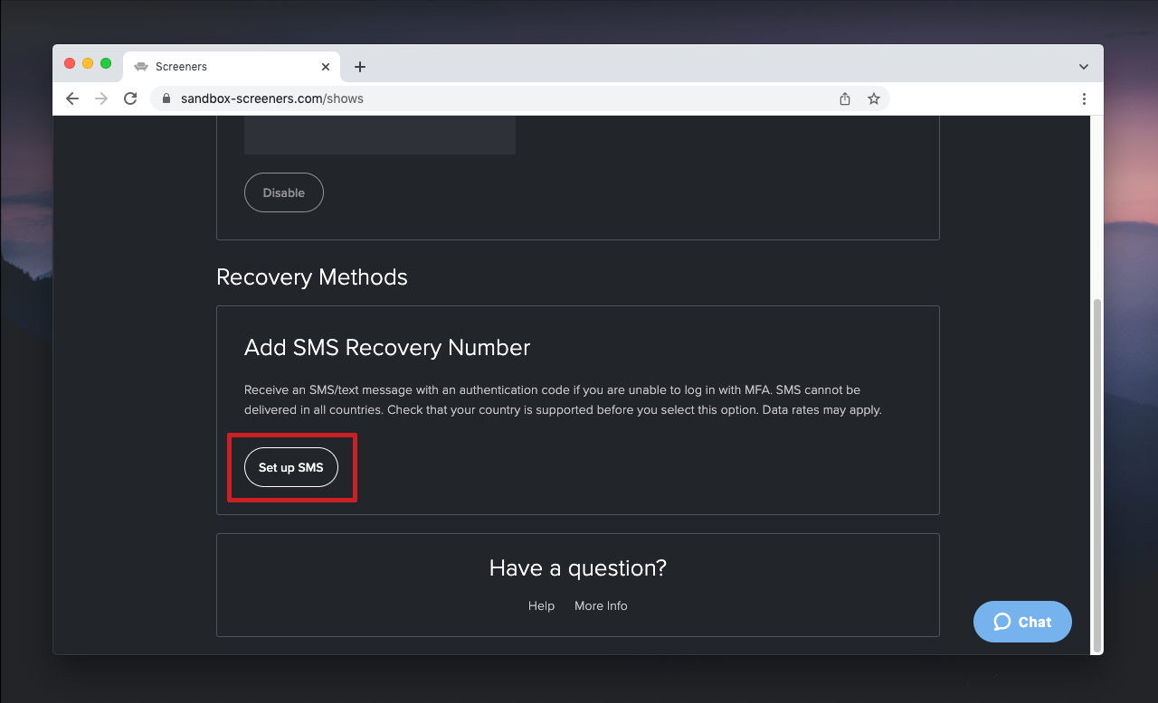 Setting Up Your Recovery Number – Screeners Viewers